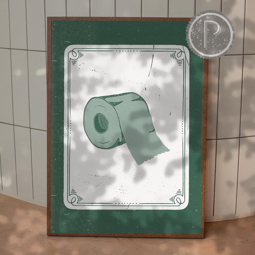 Vintage Toilet Roll - Digital Wall Art | Toilet Paper Print, Bathroom ...