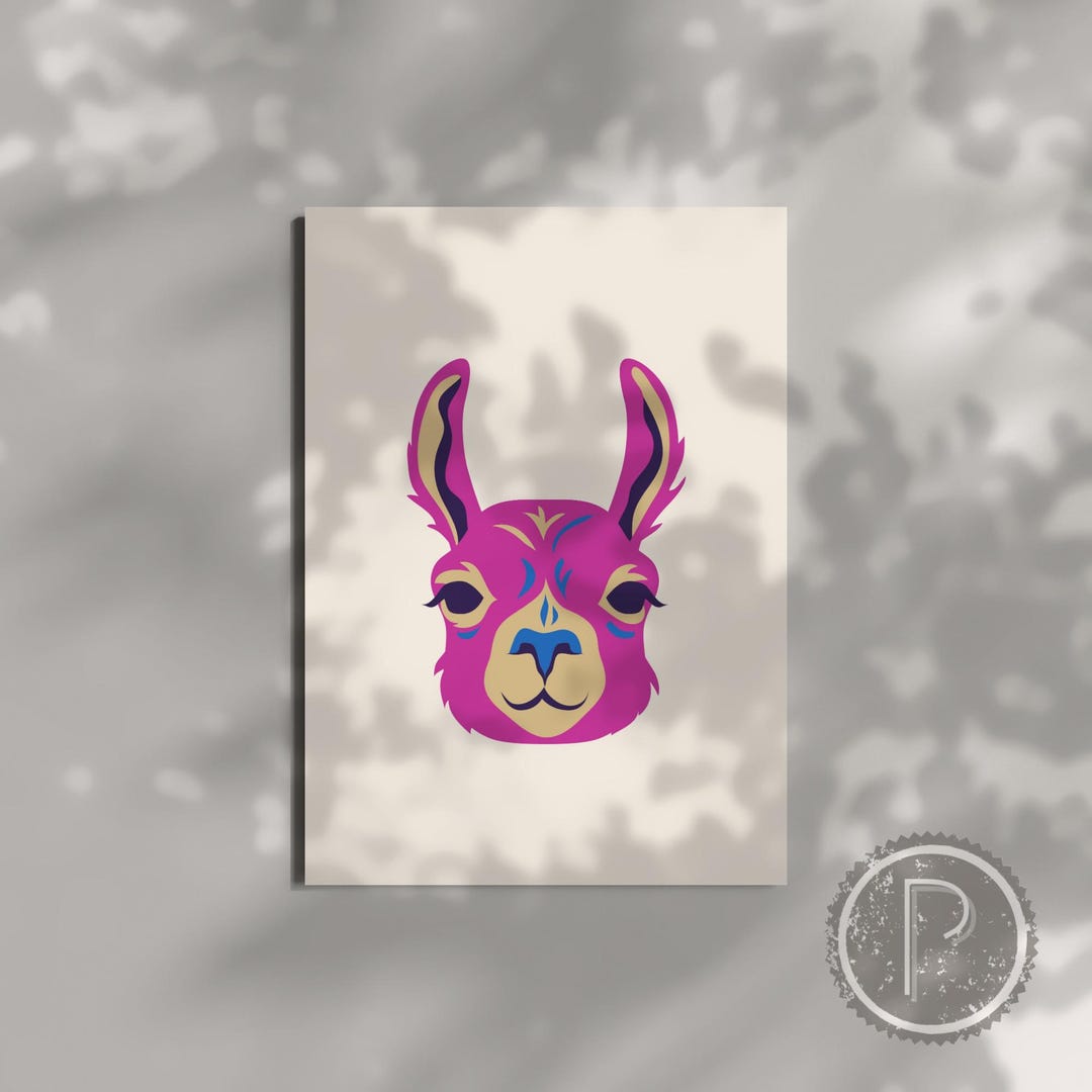 Llama Digital Wall Art Aesthetic Home Decor, Vibrant Wall Art, Animal ...