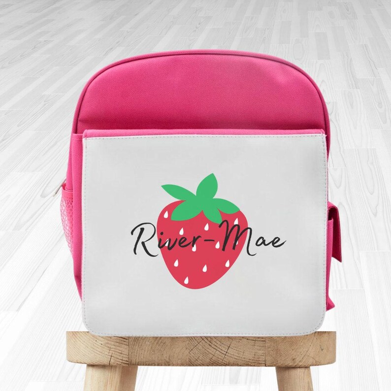 Custom Strawberry Backpack, Personalised Bag, School Bag, Backpack ...