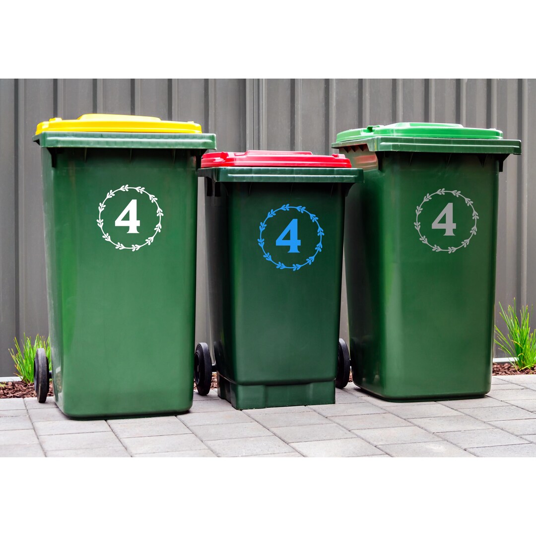 Custom Wheelie Bin Number Decal, Personalized Vinyl Address Sticker for ...