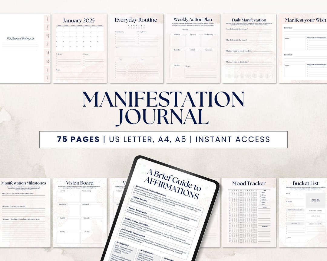 Manifestation Journal, Digital Workbook, Visualizations, Affirmations ...