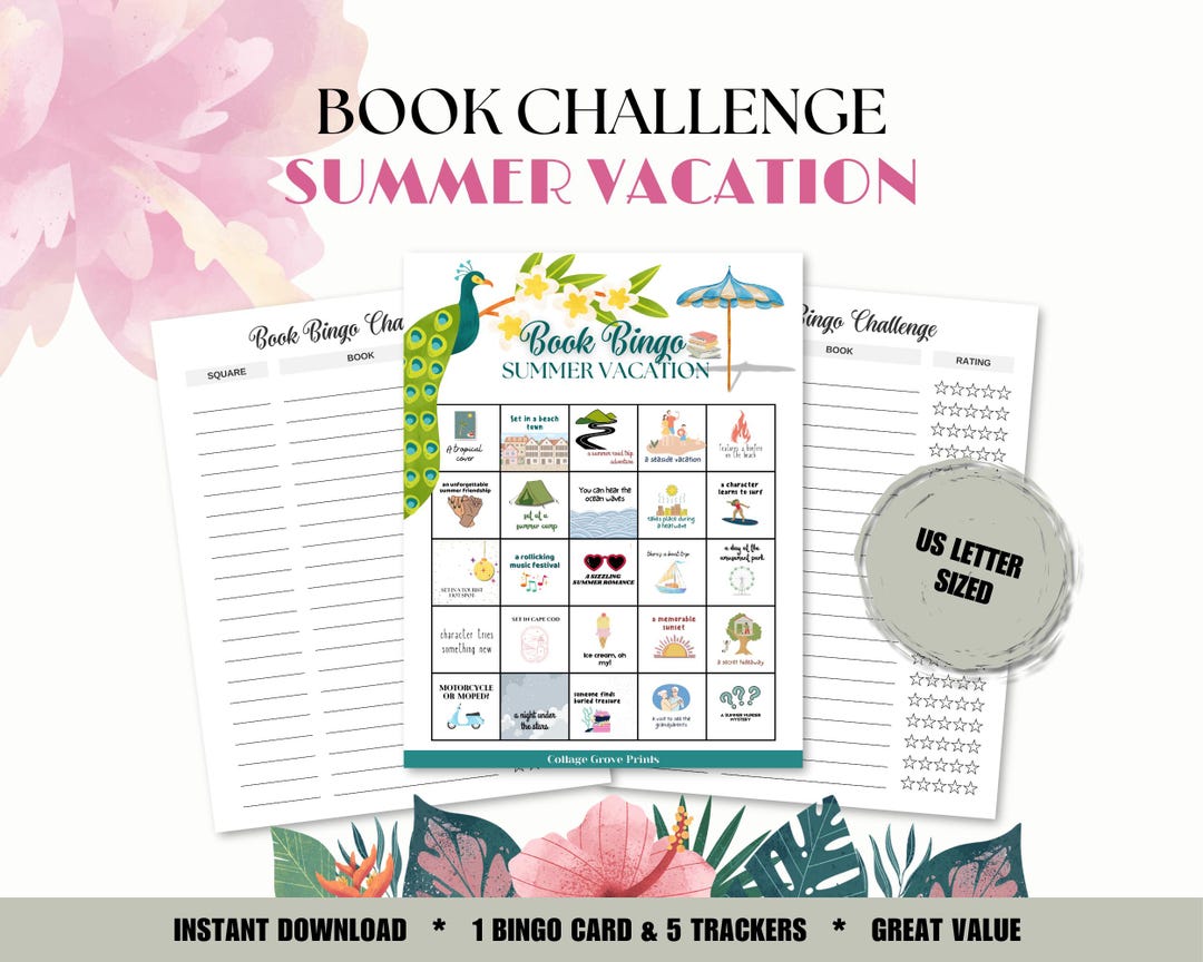 Summer Book Bingo, Printable Book Tracker, Book Club Game, Book Bingo ...