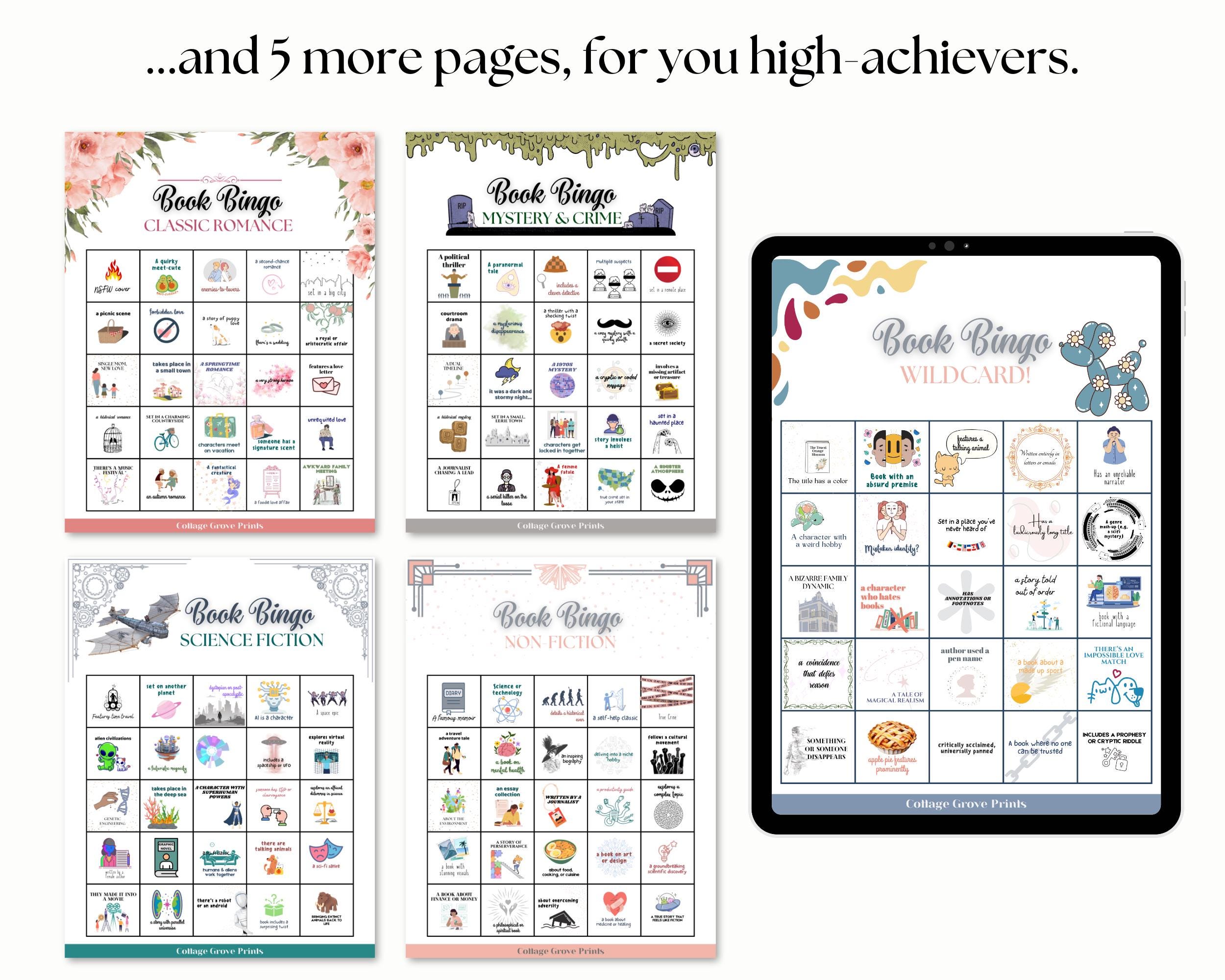 Book Bingo Mega Pack, Printable Tracker, Seasonal, Multi-genre Book ...