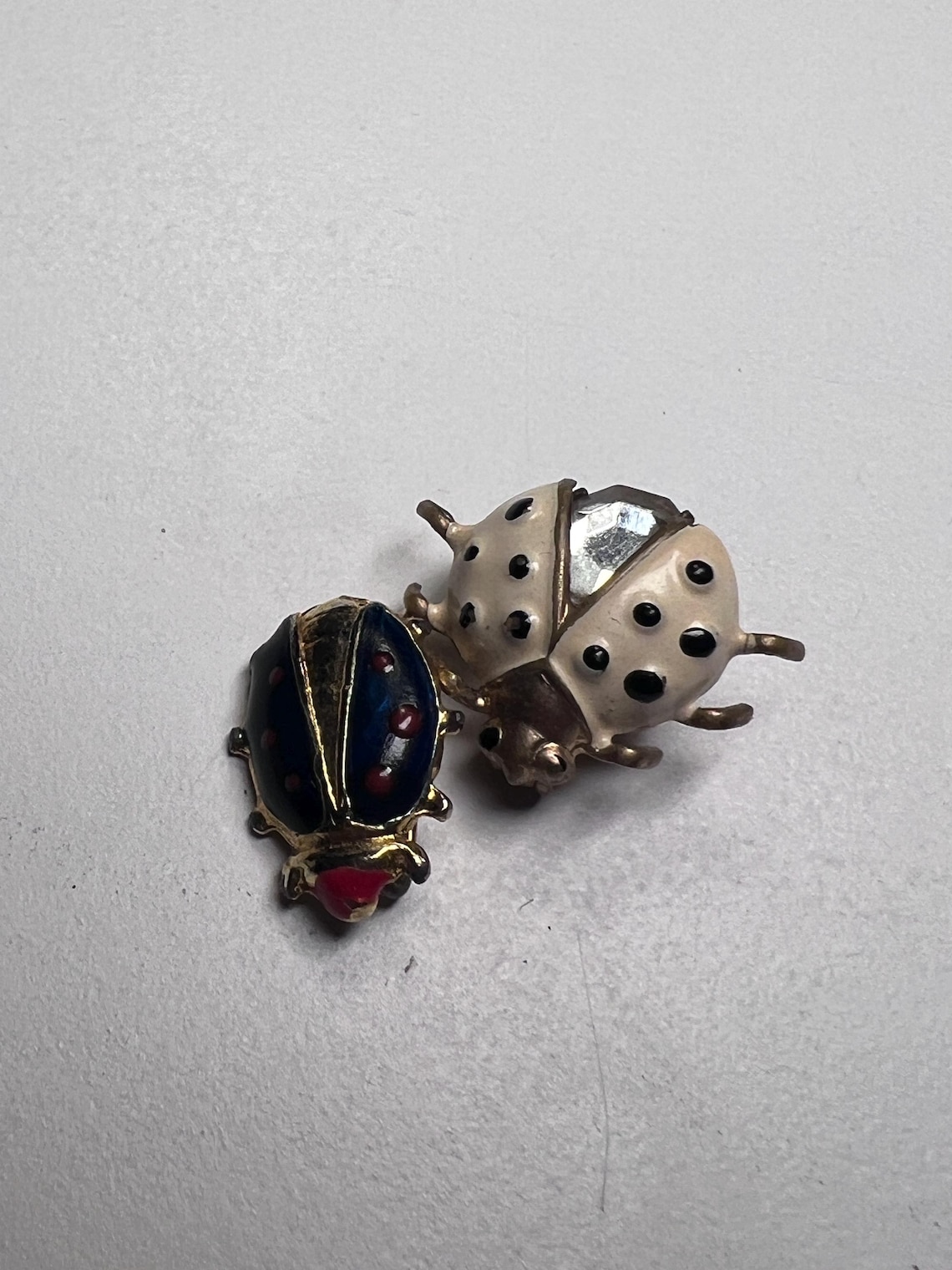 1960s Enameled Beetle Bug Vintage Brooch Pin, AB Rhinestone Accent ...