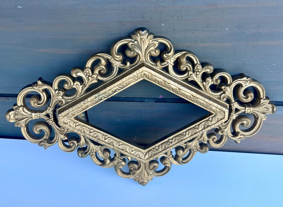 Vtg Syroco Style Victorian Scroll Designs Framed Black Gold Tone ...