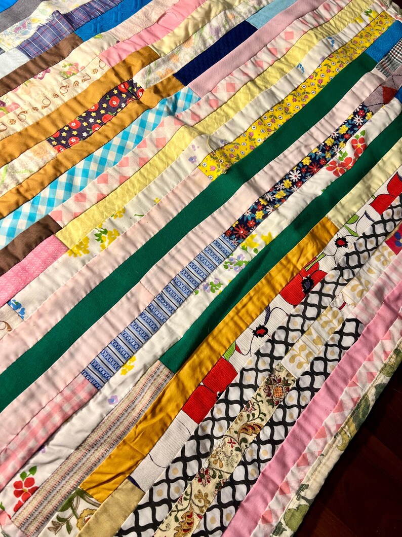Lap Quilt Made From Jelly Roll 100% Cotton Quilting Strips, Square ...