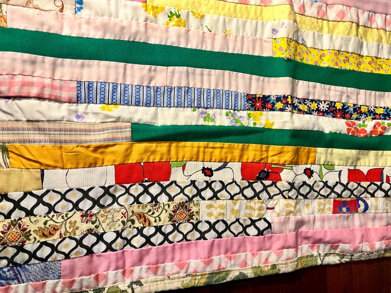 Lap Quilt Made From Jelly Roll 100% Cotton Quilting Strips, Square ...