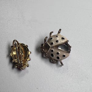 1960s Enameled Beetle Bug Vintage Brooch Pin, AB Rhinestone Accent ...