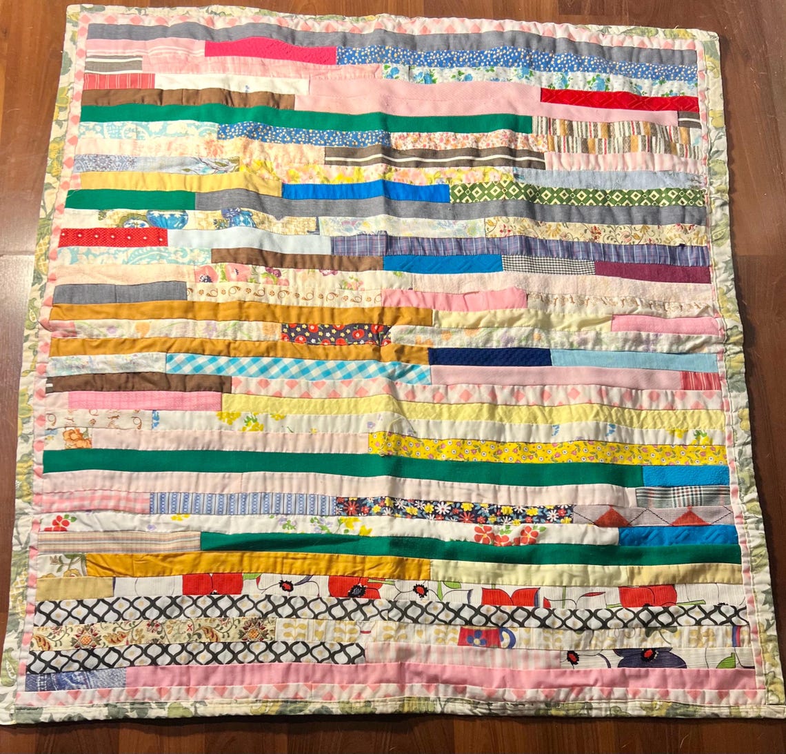 Lap Quilt Made From Jelly Roll 100% Cotton Quilting Strips, Square ...