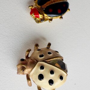 1960s Enameled Beetle Bug Vintage Brooch Pin, AB Rhinestone Accent ...