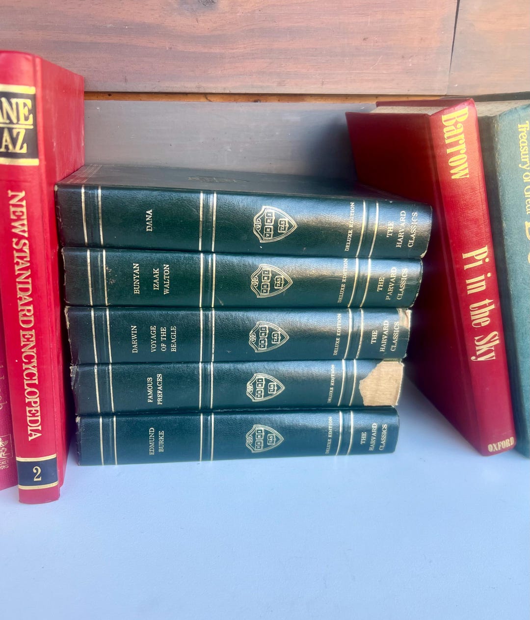 Rare 5 Piece Set of the HARVARD CLASSICS COLLECTION Green Leather Bound ...