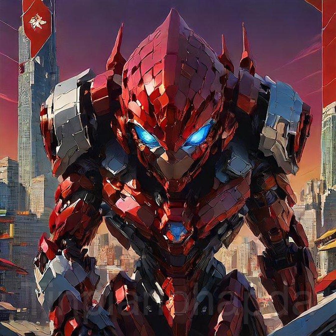 Red Robot Art Print Ai-generated Digital Illustration Instant Download ...