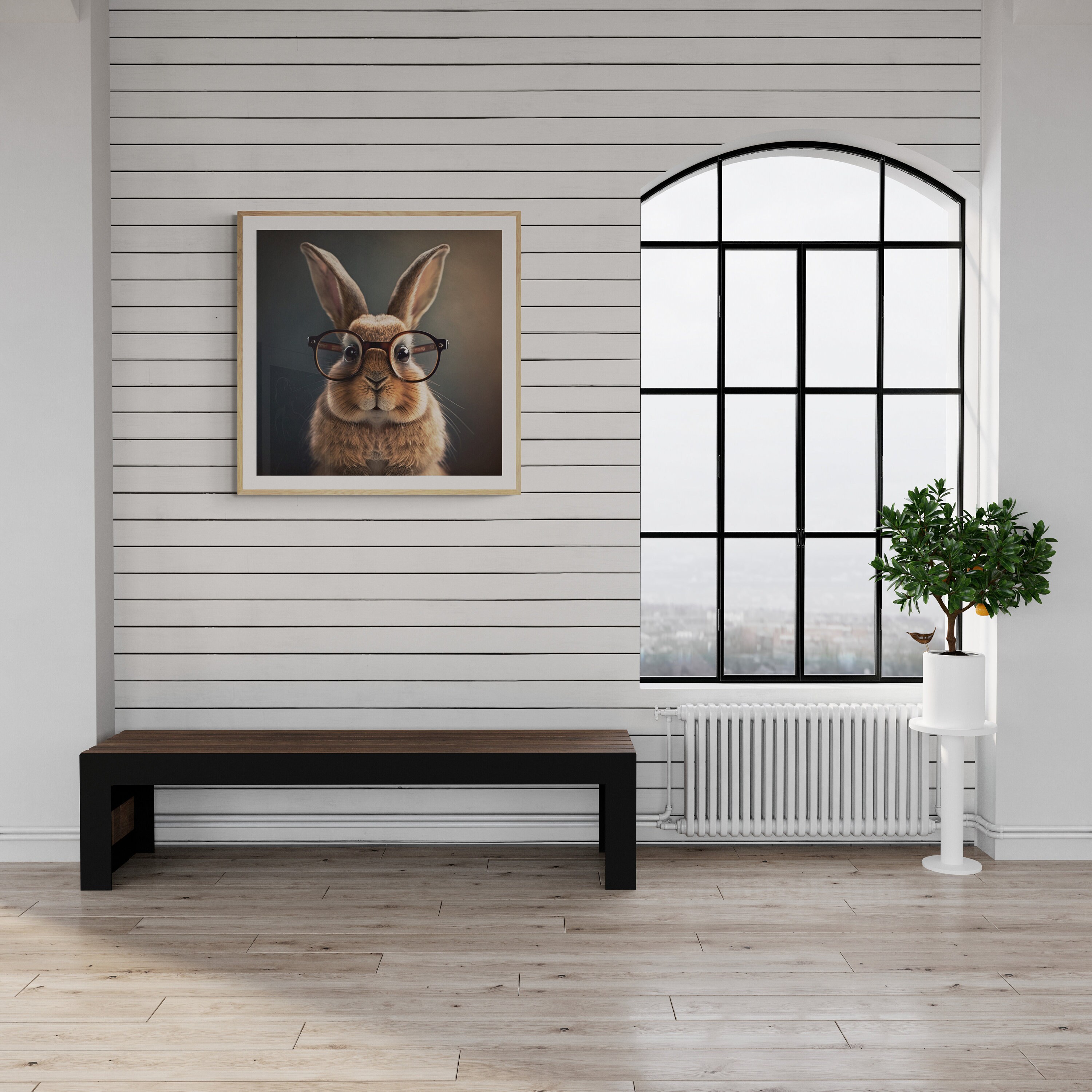 Bunny With Glasses Instant Digital Download Art Print Illustration Home ...