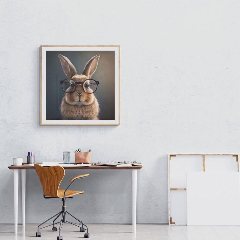 Bunny With Glasses | Instant Digital Download | Art Print Illustration ...