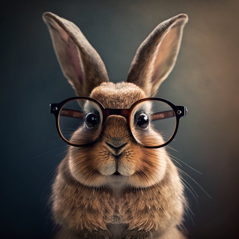 Bunny With Glasses | Instant Digital Download | Art Print Illustration ...