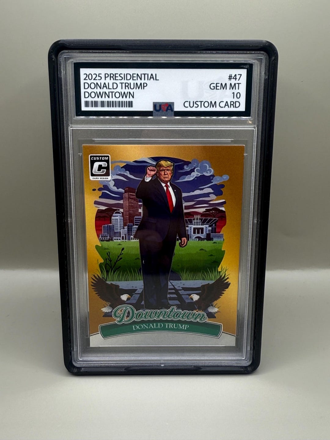 Custom Card Donald Trump Downtown in a USA Slab Gem Mint 10 Gold New ...