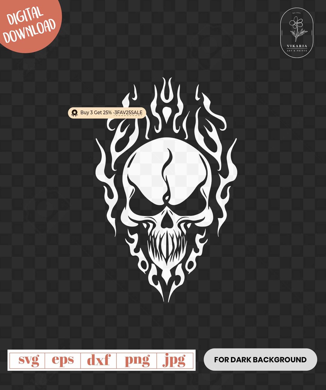 Skull Pinstriping Art Vintage Hand Drawn Digital File SVG, PNG, Skull ...