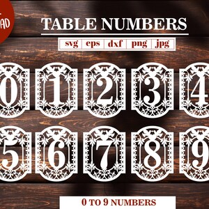 White Table Numbers 0-9, Wedding Table Numbers, Fiesta Table Numbers ...
