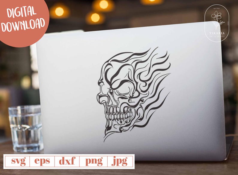 Skull Pinstriping Art Vintage Hand Drawn Digital File SVG, PNG, Skull ...
