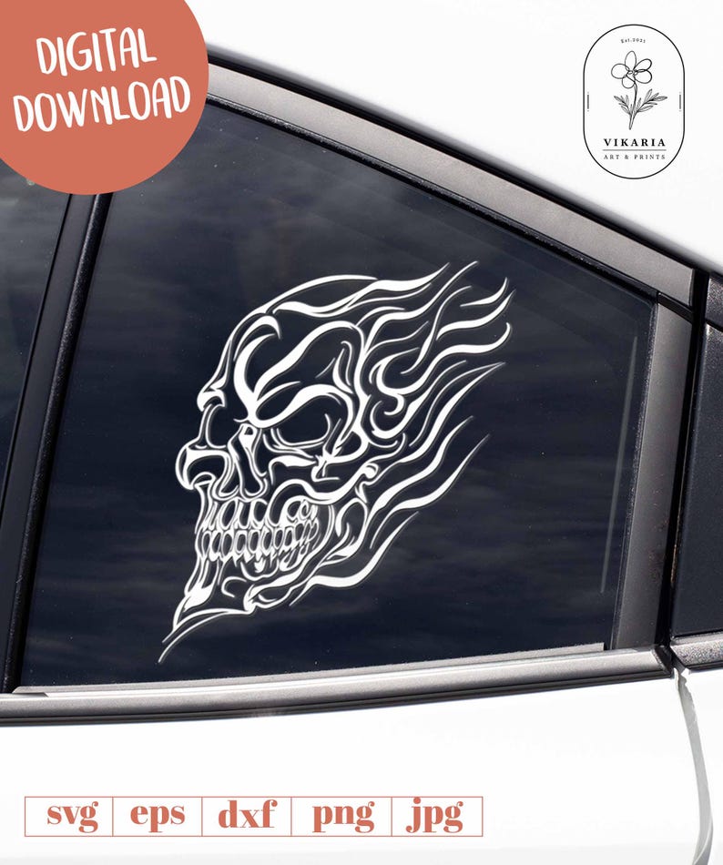 Skull Pinstriping Art Vintage Hand Drawn Digital File SVG, PNG, Skull ...
