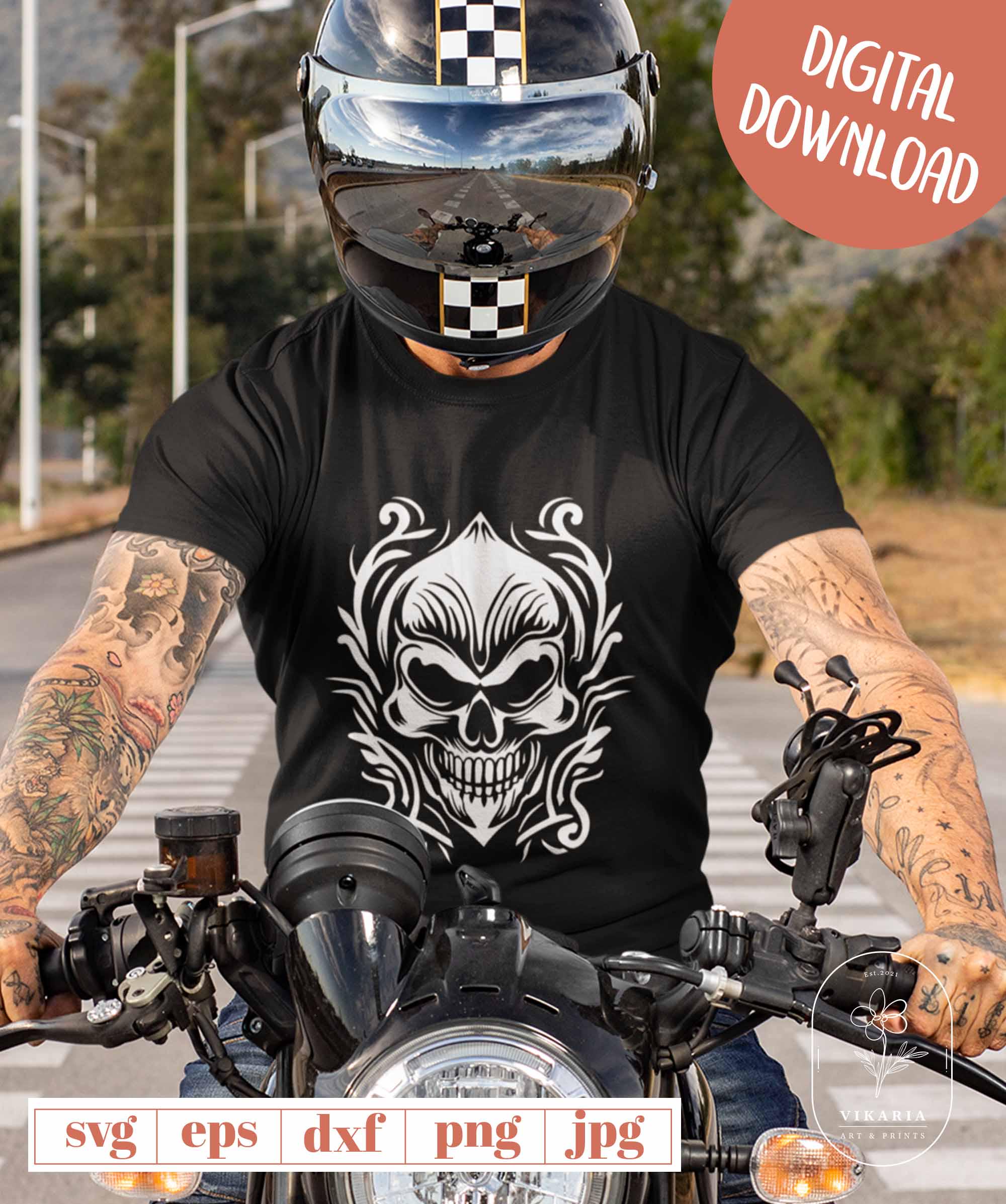 Skull Pinstriping Art Vintage Hand Drawn Digital File SVG, PNG, Skull ...