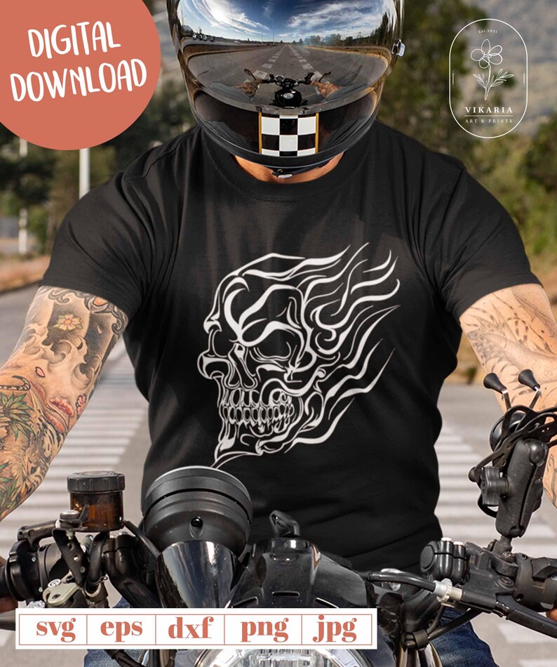 Skull Pinstriping Art Vintage Hand Drawn Digital File SVG, PNG, Skull ...