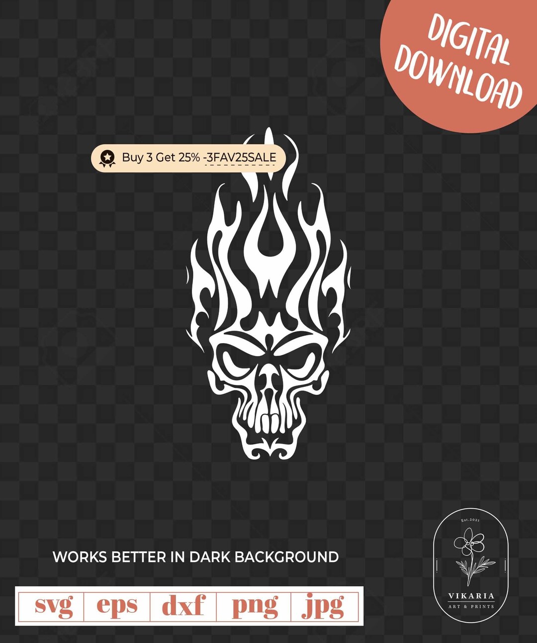 Skull Pinstriping Art Vintage Hand Drawn Digital File SVG, PNG, Skull ...