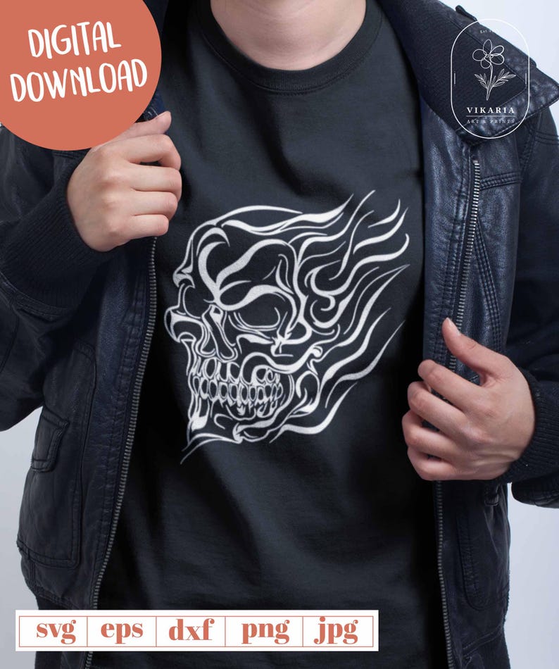 Skull Pinstriping Art Vintage Hand Drawn Digital File SVG, PNG, Skull ...