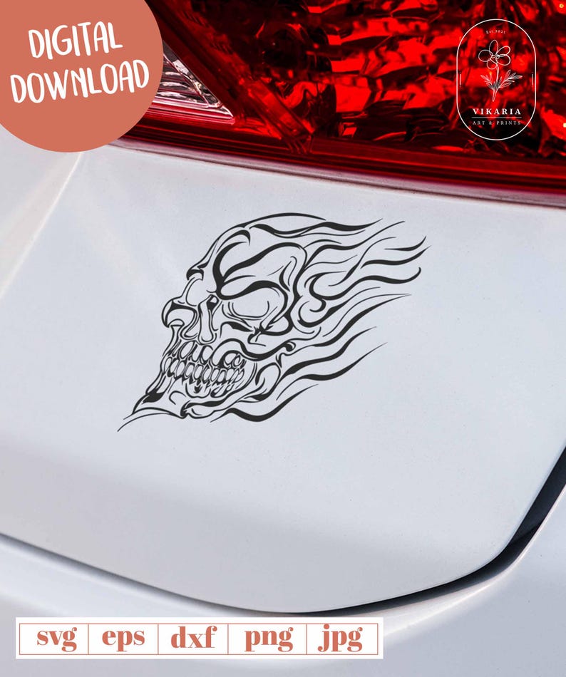Skull Pinstriping Art Vintage Hand Drawn Digital File SVG, PNG, Skull ...