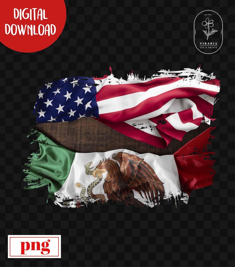 Mexican With American Flag Sublimation Design Png, Mexico Flag Png, Mexicana Clipart, USA Mexico ...
