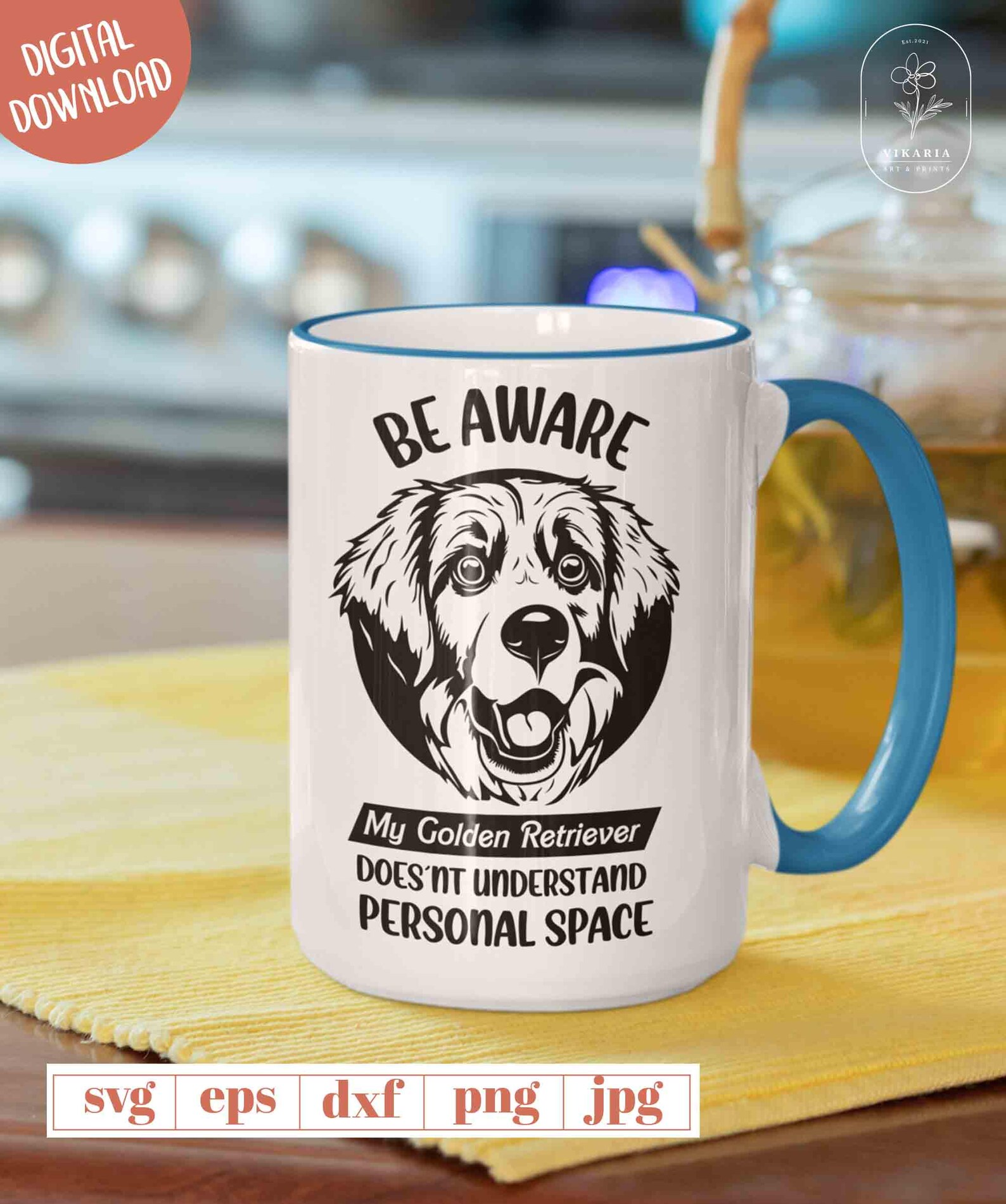 Be Aware Dog Svg, Beware of the Dog Sign, Beware of Dog SVG, Golden ...