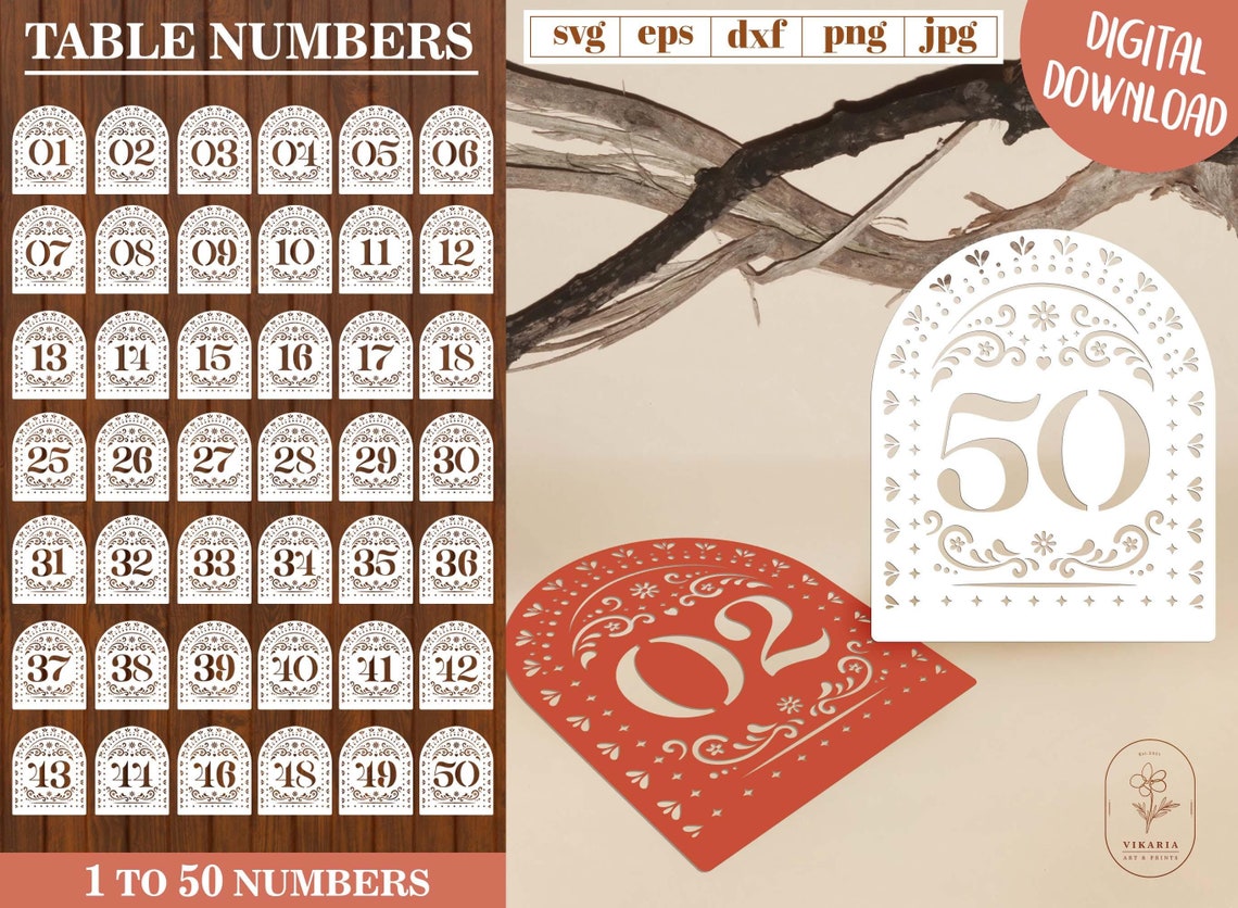 Table Numbers, Papel Picado Numbers, Mexican Wedding, Colorful Mexican ...