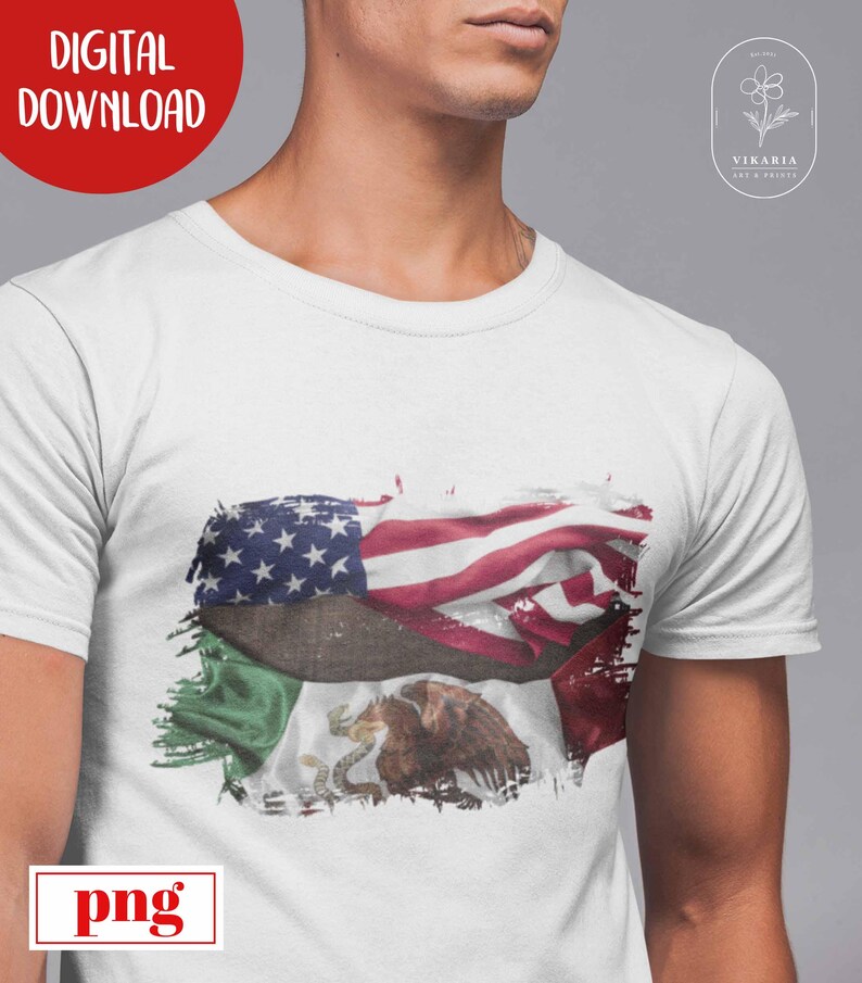Mexican With American Flag Sublimation Design Png, Mexico Flag Png, Mexicana Clipart, USA Mexico ...