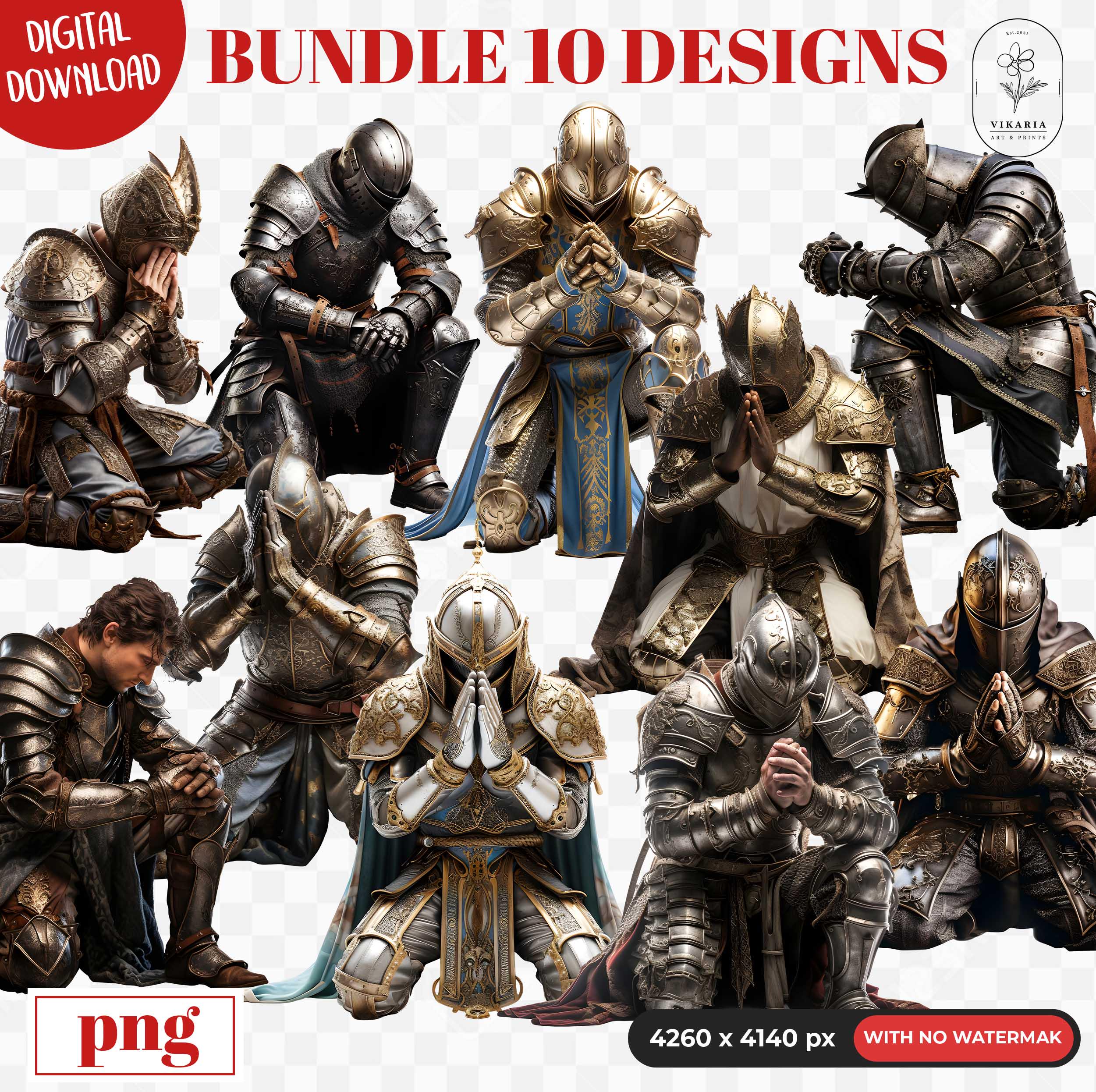 Bundle Armor Warrior Kneel Pray PNG, Armor of God Clip Art, Full Armor ...