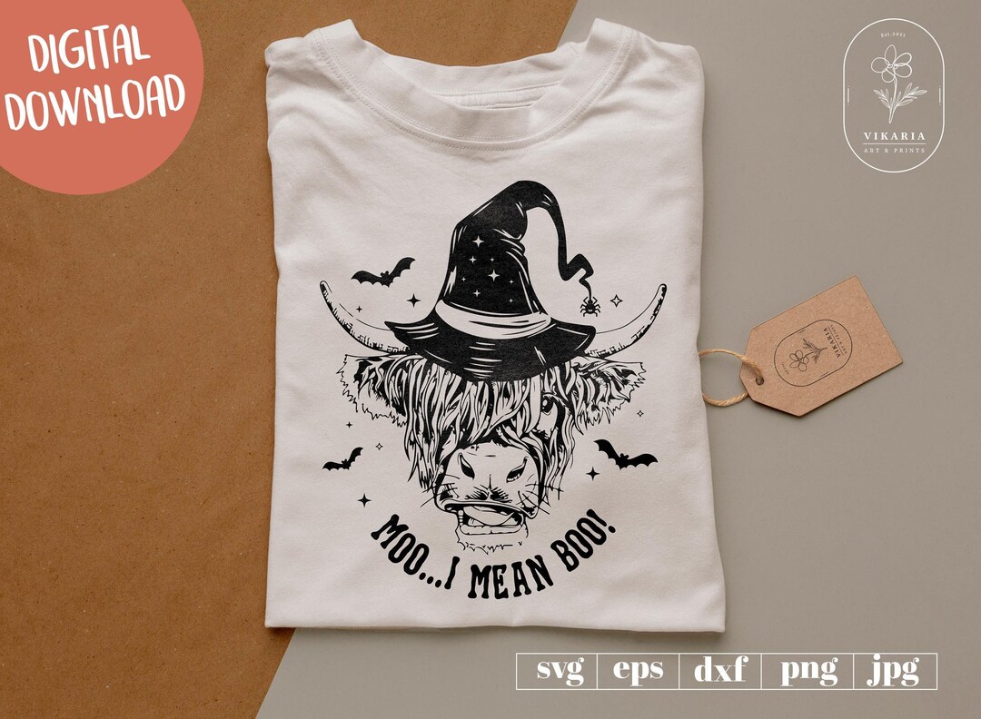 Halloween Highland Longhorn Cow, Moo I Mean BOO Svg, Cute Cow Svg ...