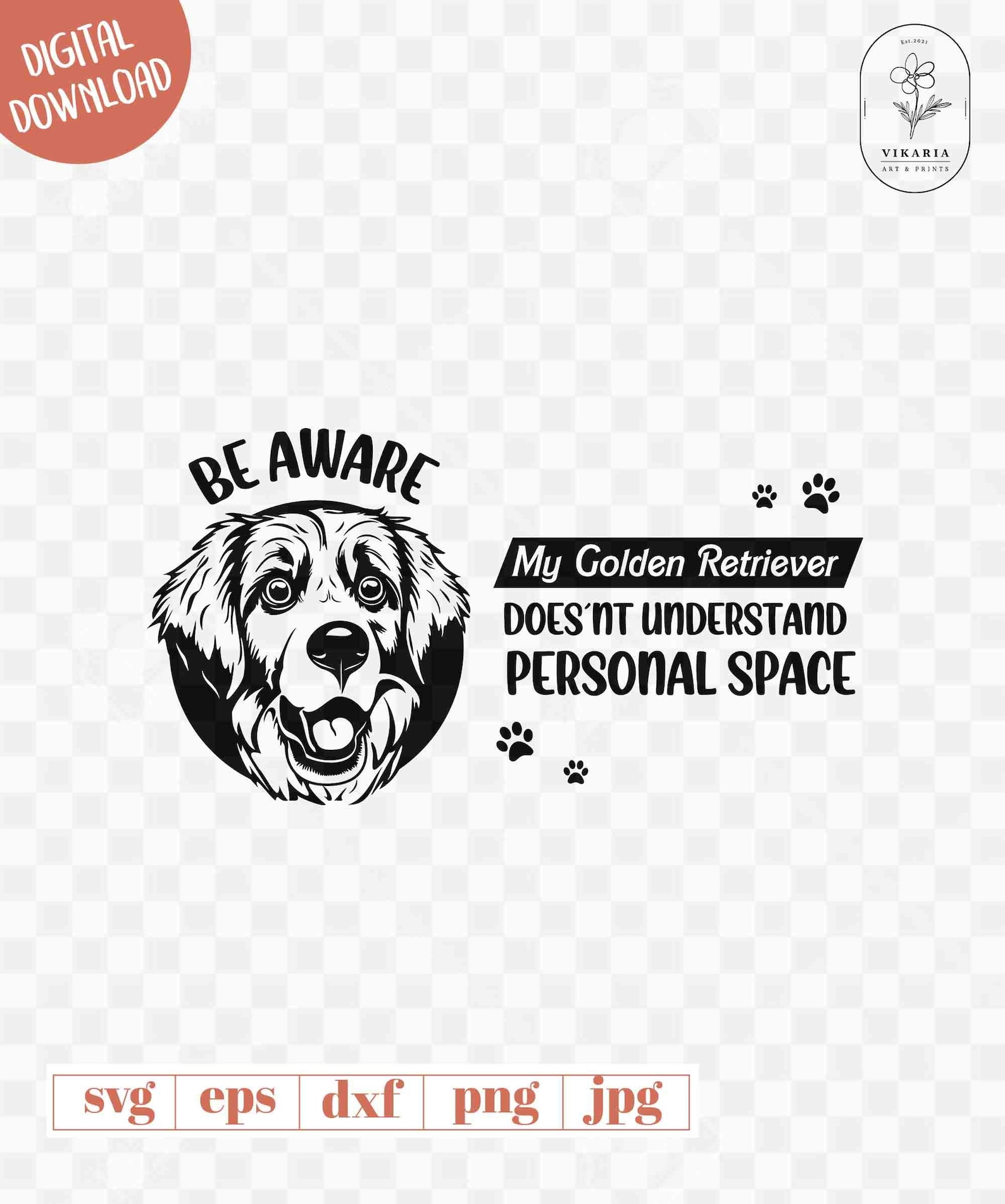 Be Aware Dog Svg, Beware of the Dog Sign, Beware of Dog SVG, Golden ...