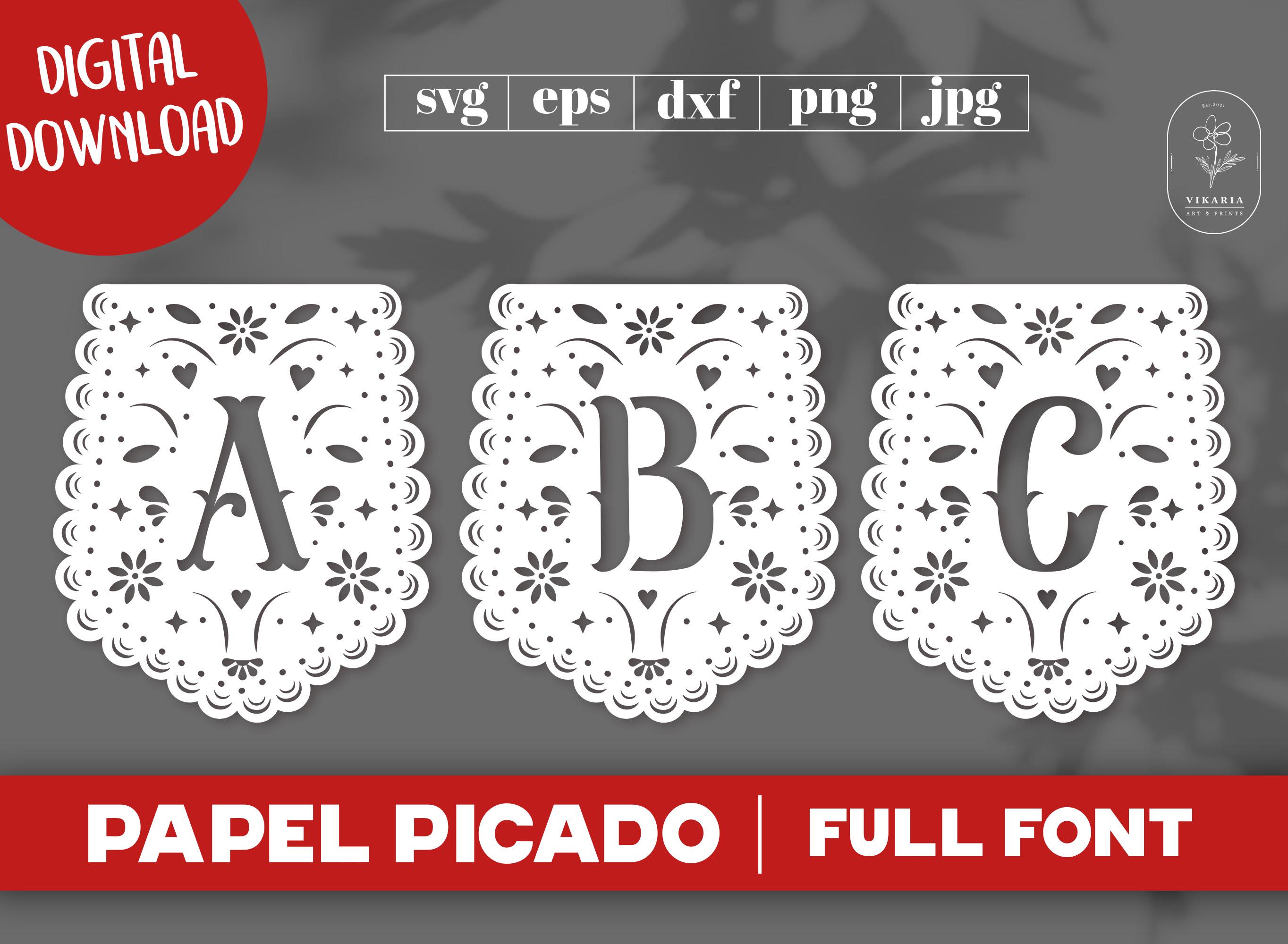 Papel Picado Font Svg, Create Your Own Banner, Papel Picado SVG Bundle ...