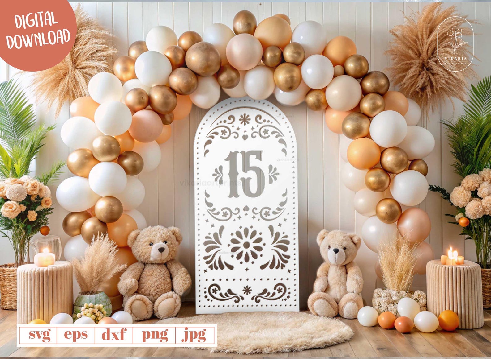 Quinceañera Arch Backdrop SVG, Cielito Lindo Baby Shower SVG, Papel ...