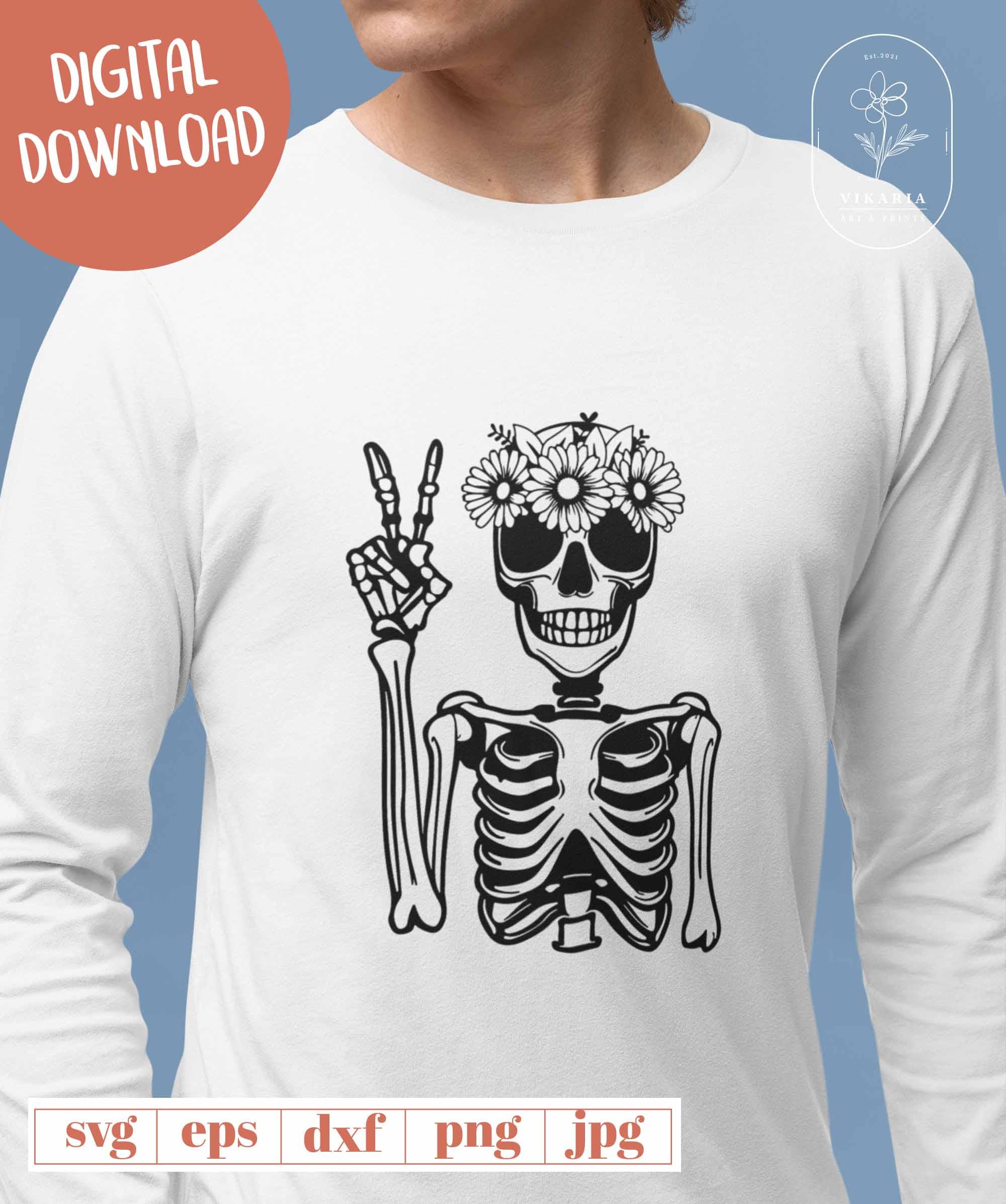 Floral Skeleton Peace Sign Svg Png, Human Skeleton Svg, Peace Sign ...
