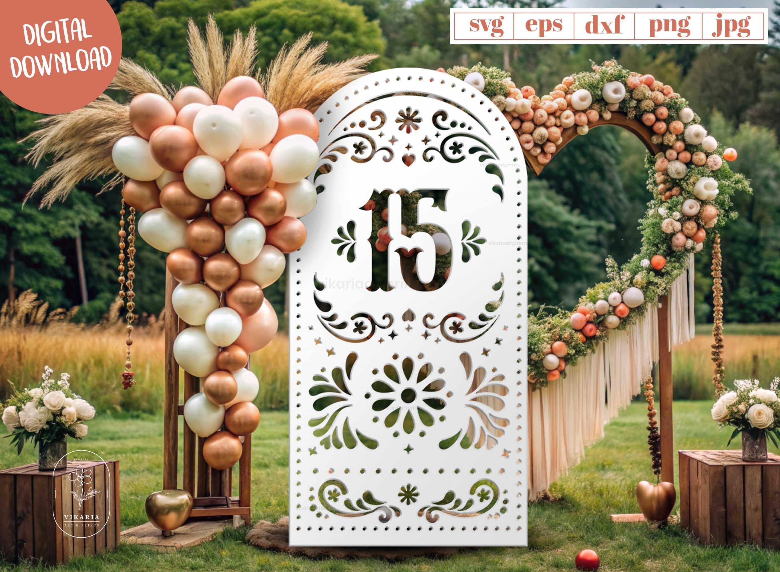 Quinceañera Arch Backdrop SVG, Cielito Lindo Baby Shower SVG, Papel Picado, Mexican Wedding ...