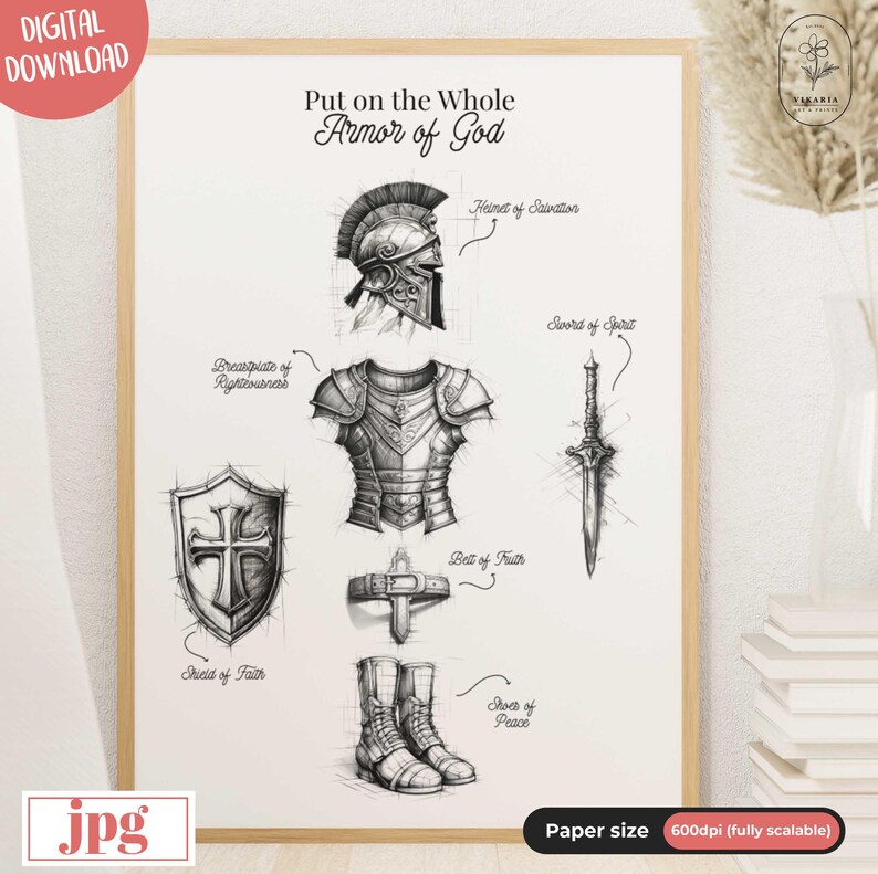 Full Armor of God DIGITAL DOWNLOAD Bible Verse Print Scripture Wall Art ...