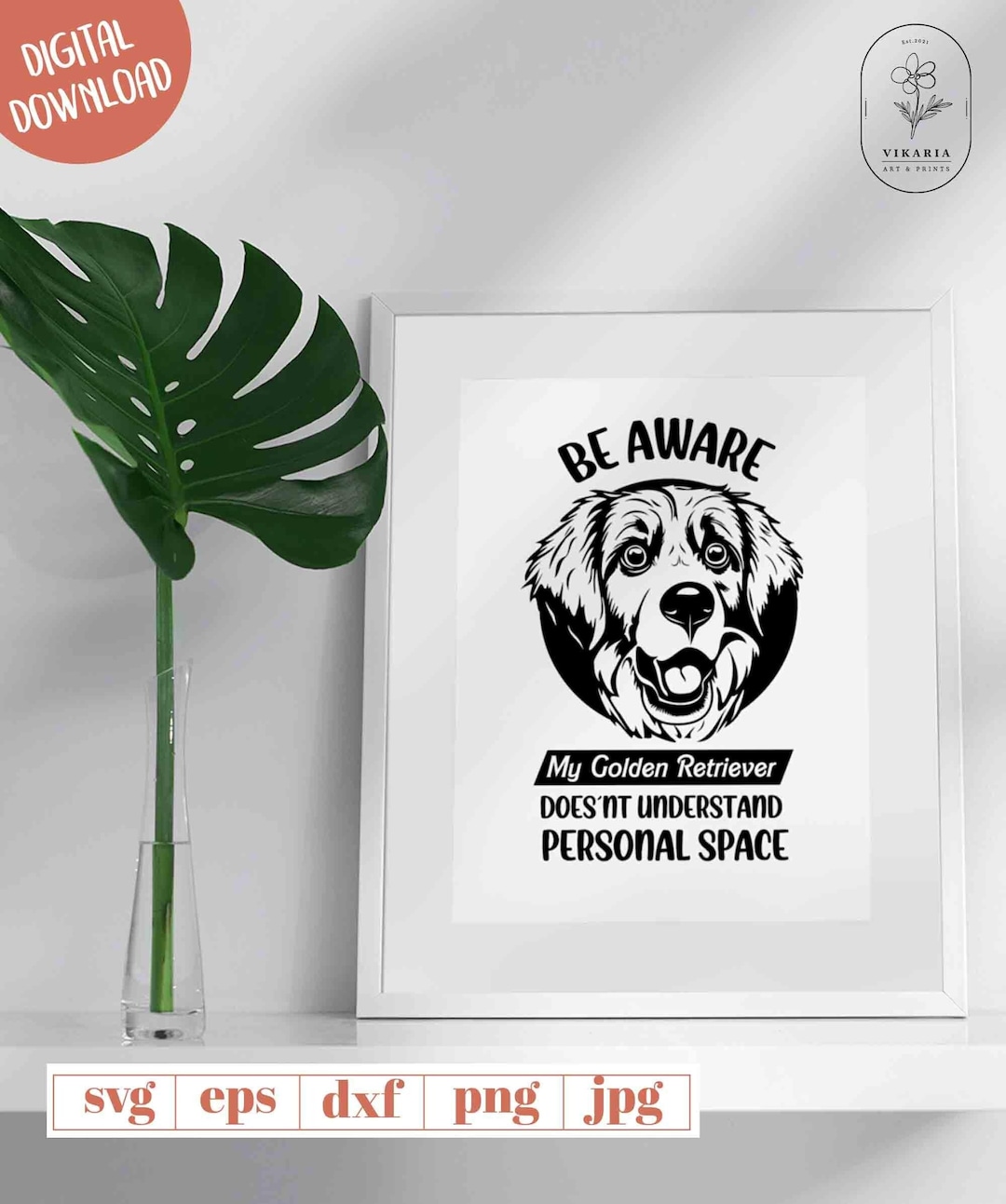 Be Aware Dog Svg, Beware of the Dog Sign, Beware of Dog SVG, Golden ...