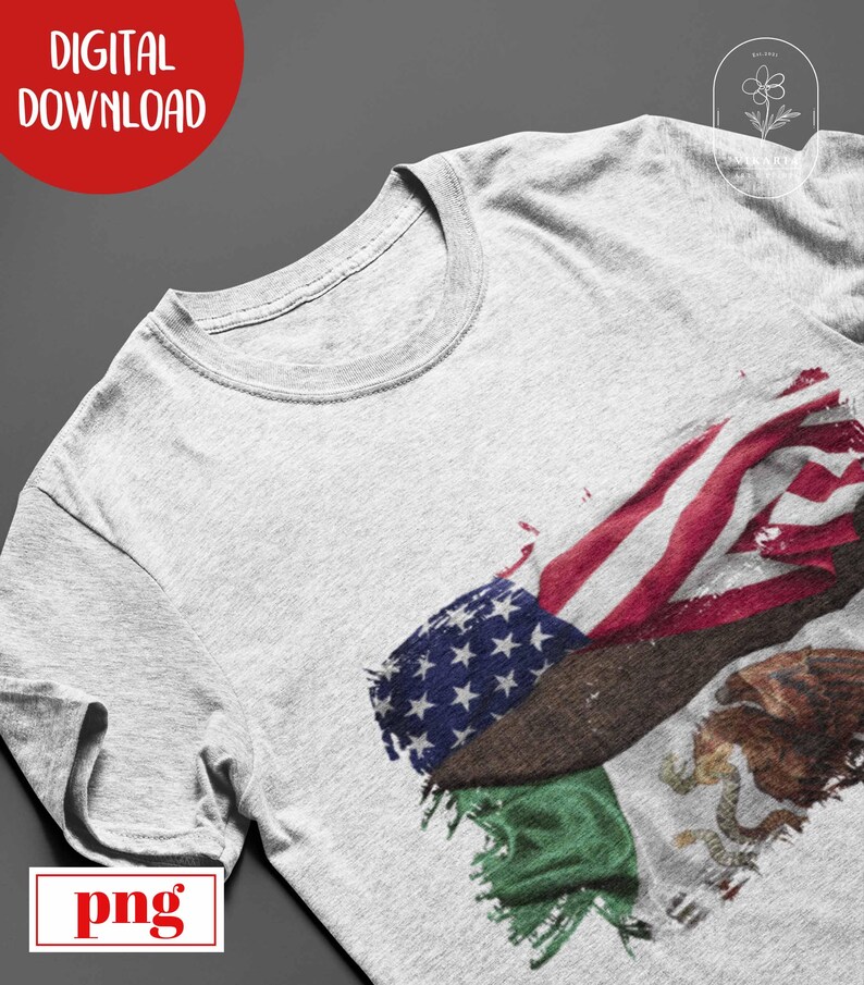 Mexican With American Flag Sublimation Design Png, Mexico Flag Png, Mexicana Clipart, USA Mexico ...