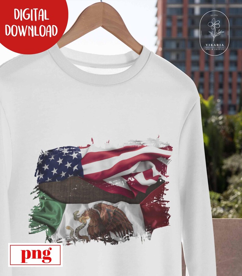 Mexican With American Flag Sublimation Design Png, Mexico Flag Png, Mexicana Clipart, USA Mexico ...