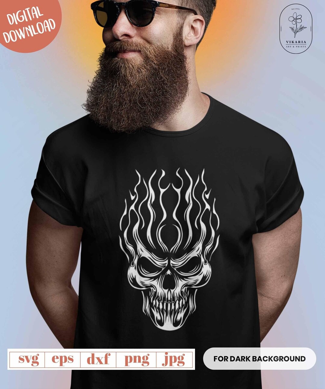 Skull Pinstriping Art Vintage Hand Drawn Digital File SVG, PNG, Skull ...