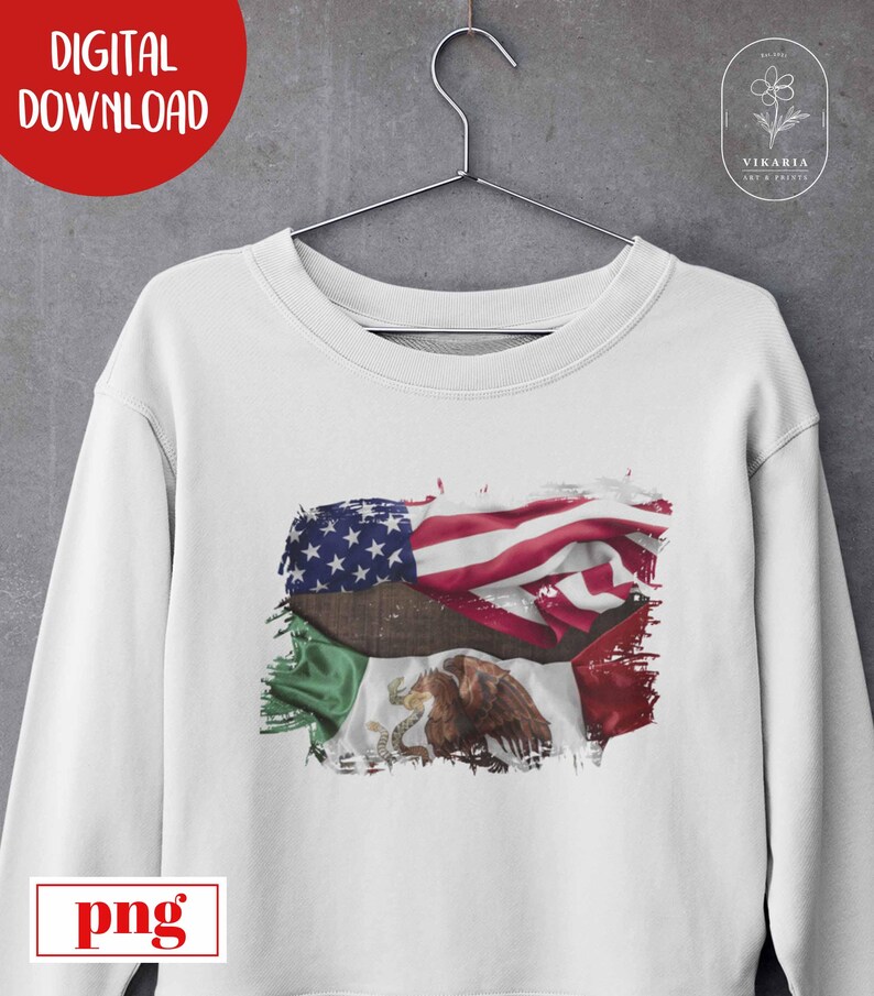 Mexican With American Flag Sublimation Design Png, Mexico Flag Png, Mexicana Clipart, USA Mexico ...