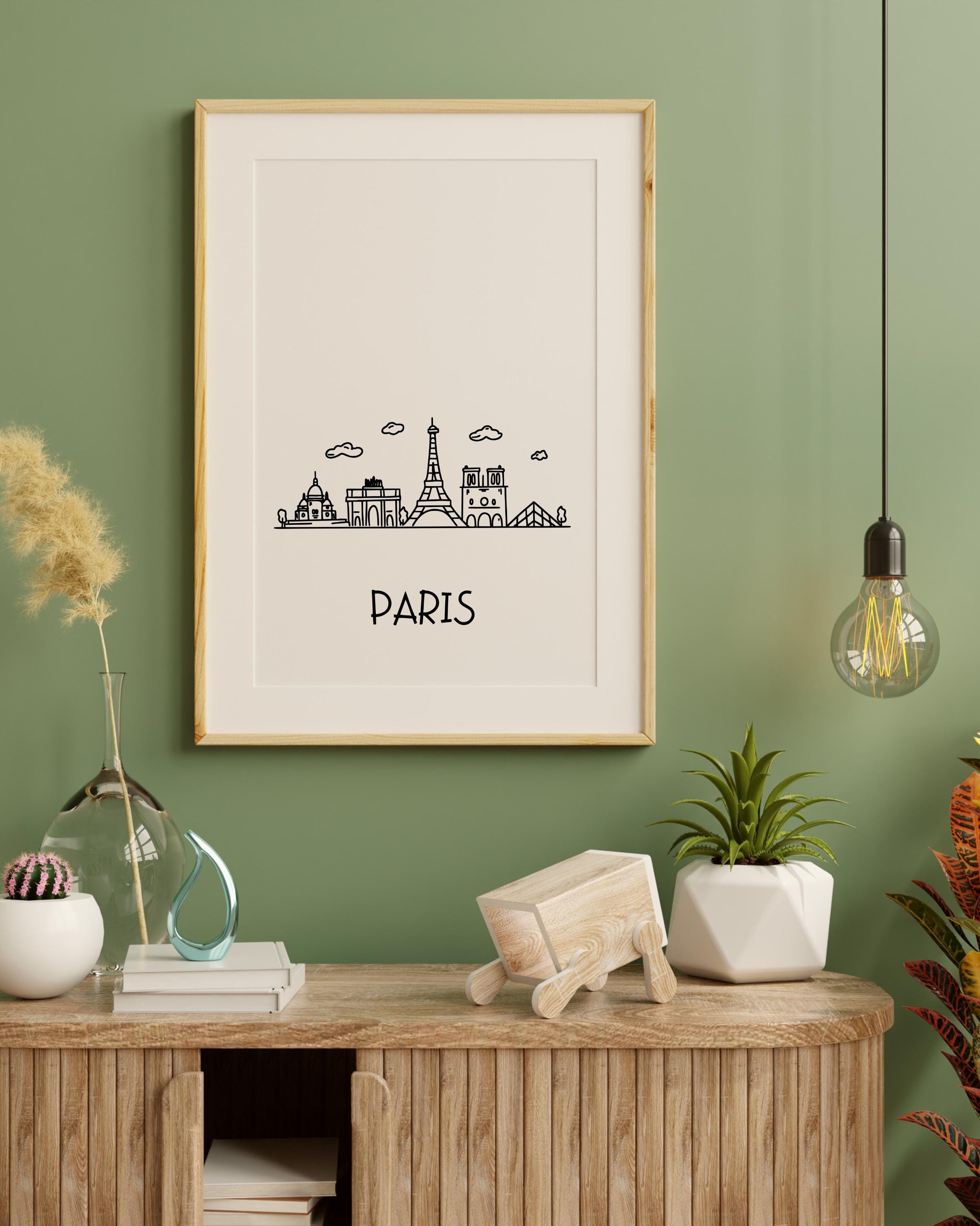 Paris Sketch City Silhouette Digital Poster - Etsy