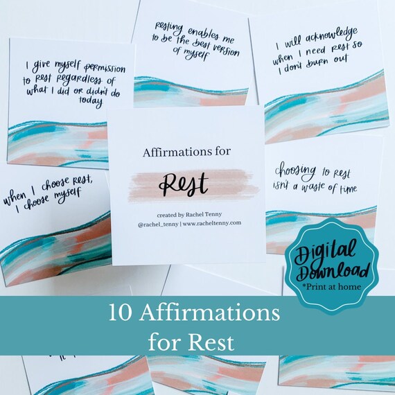 DIGITAL Download-affirmations for Rest set of 10 - Etsy
