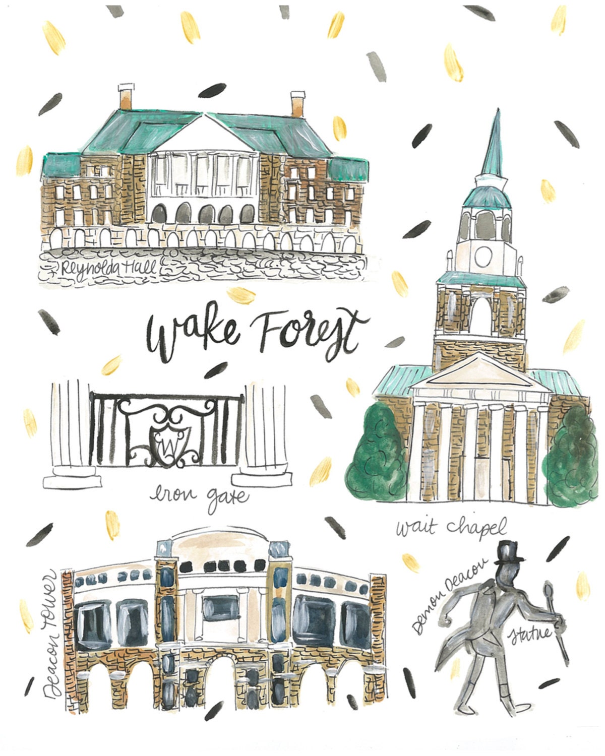 Wake Forest University Map Print - Etsy