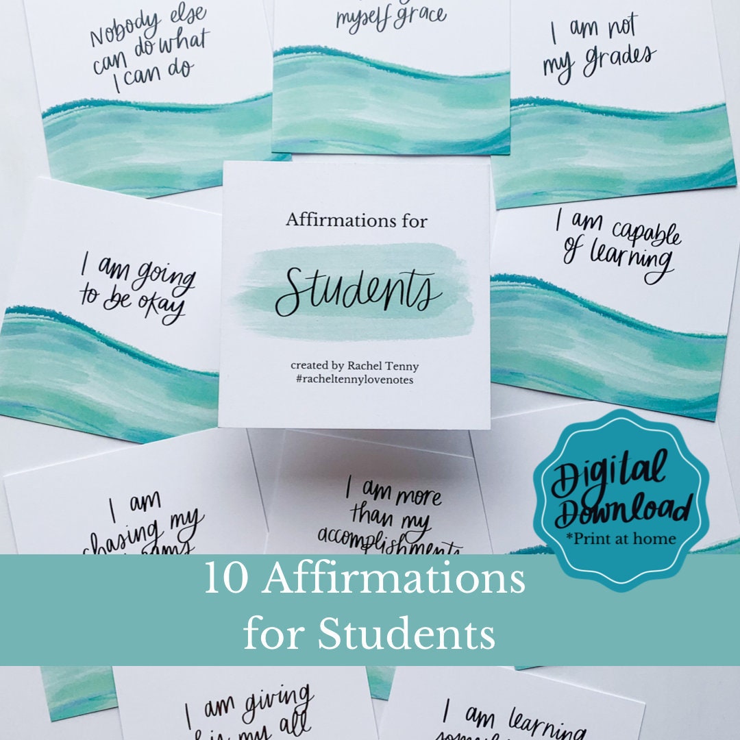 DIGITAL Download-affirmations for Students (set of 10) - Etsy